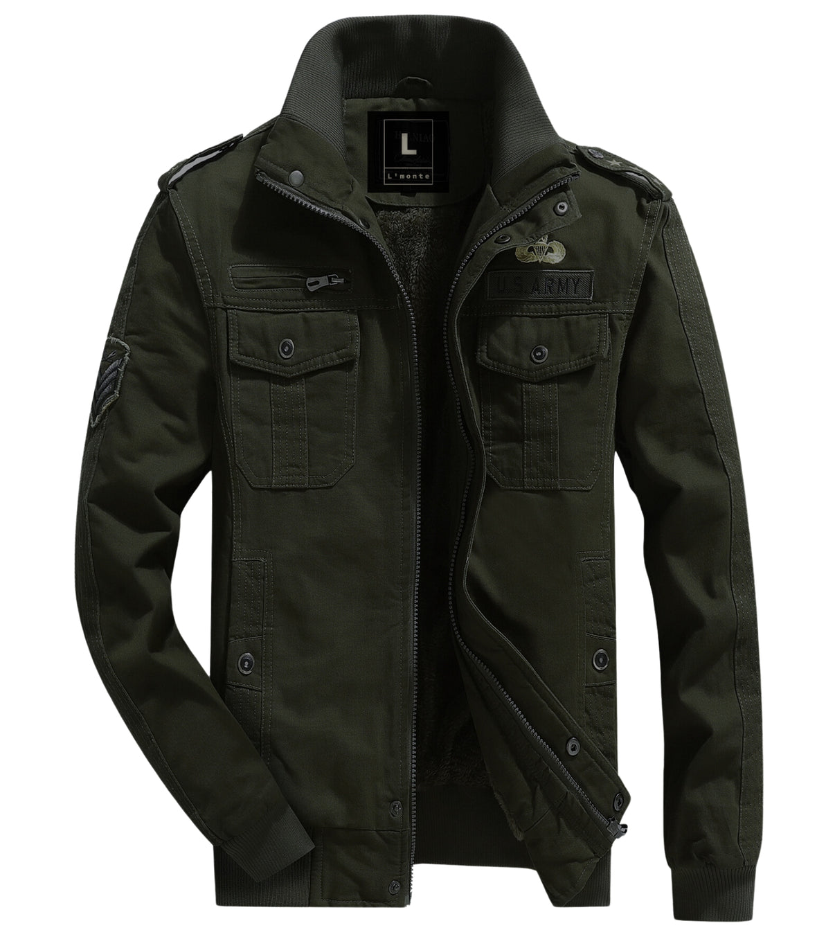 L'MONTE Men's Army Green Military Style Cargo Cotton Jacket – Lmonte ...